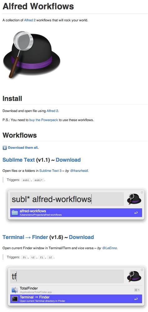 Alfred Workflows For Alfred 2 Alfredapp Com Github Alfred Collection