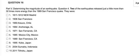 Solved QUESTION 10 Part IV Analyzing Seismic Data Question Chegg Com