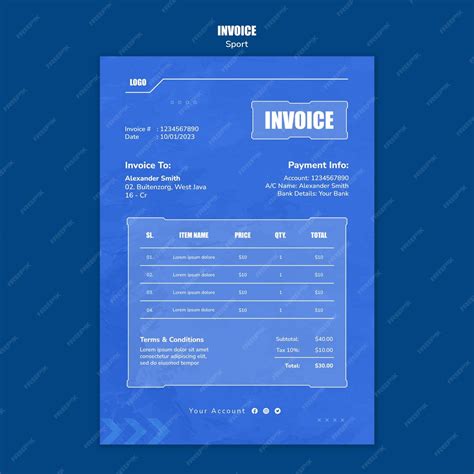 Free Psd Playing Sport Invoice Template
