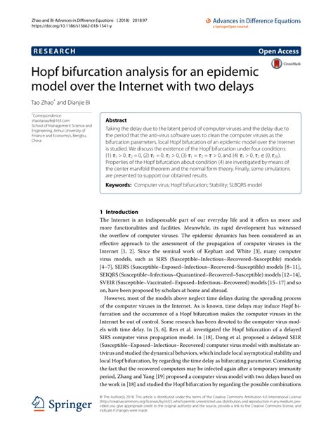 Pdf Hopf Bifurcation Analysis For An Epidemic Model Over The Internet