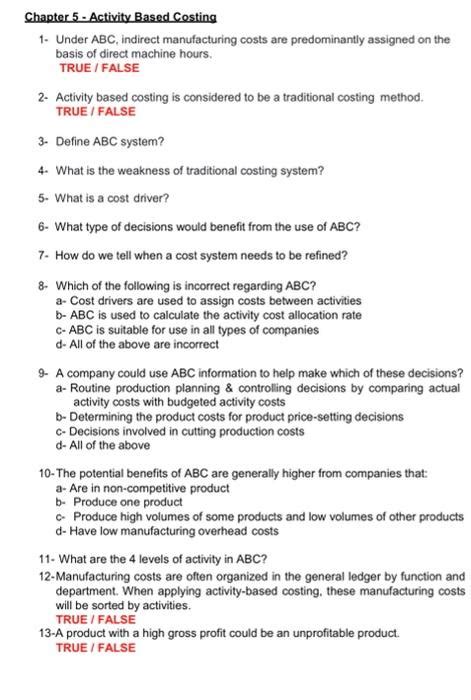 Solved Chapter 5 Activity Based Costing 1 Under Abc