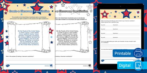 Create A Classroom Constitution Activity Teacher Made