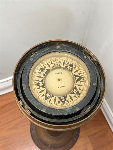 Antique 1920 Ritchie Boston Solid Brass Ship Binnacle Compass 40871201