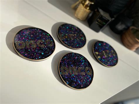 Disco Coaster Kitchen Disco Glitter Coaster Etsy Uk