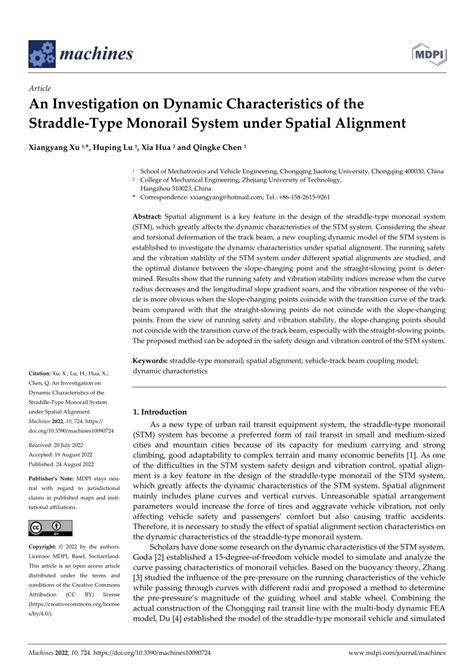 Pdf An Investigation On Dynamic Characteristics Of The Straddle Type Monorail System Under