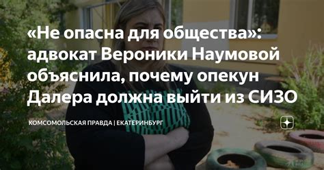 «Не опасна для общества адвокат Вероники Наумовой объяснила почему опекун Далера должна выйти