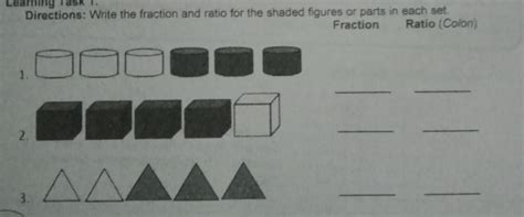 solved leaming task 1 directions write the fraction and ratio for