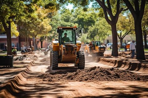 Premium Photo Grader Working On A Landscaping Project In A Park Best Grader Image