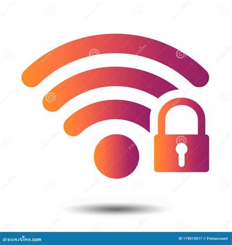 WI FI Safety Lock Icons Retro Hipster Vector Illustration Isolated On White Background Stock