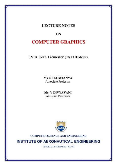 Solution Computer Graphics Notes Bca Handwritten Note Studypool