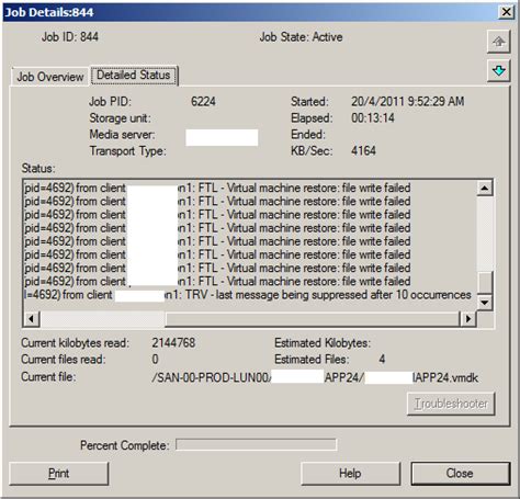 VMware Restore File Write Error VOX