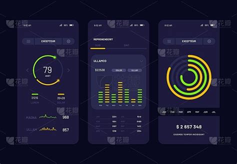 移动应用界面设计ui ux。一套现代的移动用户界面，移动应用的ui工具包与不同的gui布局，模型向量