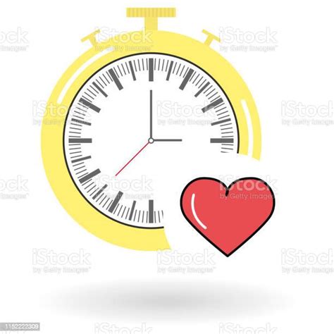 모서리에 빨간색 심장 기호가 고립 된 빈티지 시계의 평면 아이콘 감지기에 대한 스톡 벡터 아트 및 기타 이미지 감지기 개념 건강한 생활방식 Istock