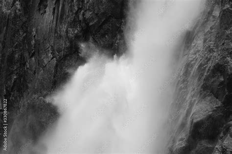 Poster Black And White Details Of Yosemite Fall In Yosemite National