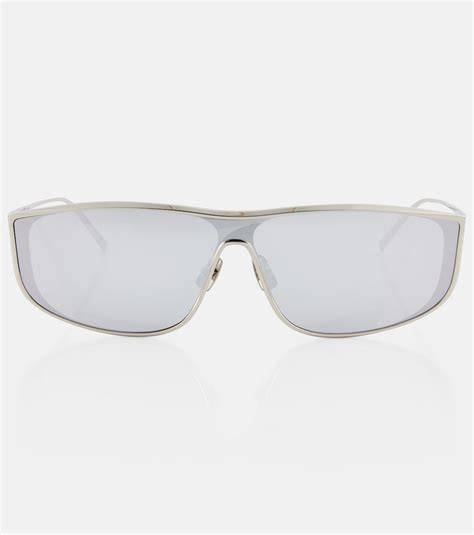 Sl 605 Rectangular Sunglasses In Silver Saint Laurent Mytheresa