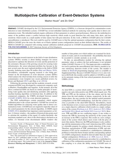 Pdf Multiobjective Calibration Of Event Detection Systems