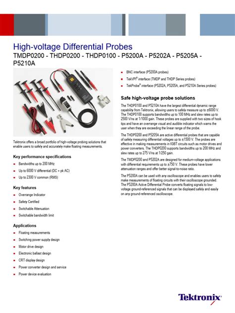 Tmdp Thdp P5200a High Voltage Differential Probe Datasheet 10 92 4 Pdf Electronic