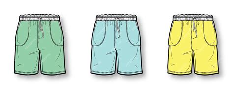 반바지 남자 평면 스케치 기술 드로잉 벡터 일러스트 템플릿 프리미엄 벡터