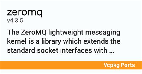 Zeromq V435 Vcpkg Ports