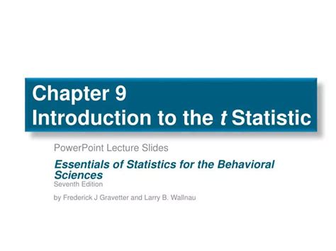 Ppt Chapter 9 Introduction To The T Statistic Powerpoint Presentation Id 7056729