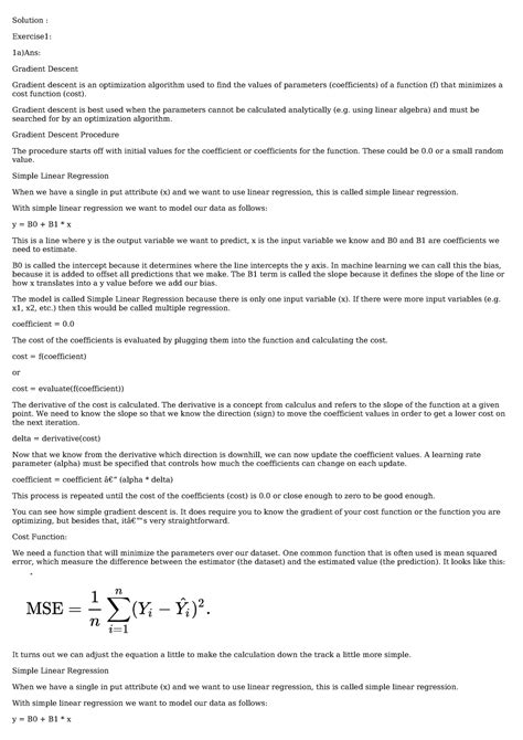 Answer đáp án Solution Exercise1 1aans Gradient Descent