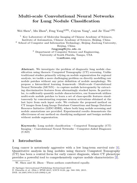 multi scale convolutional neural networks for lung nodule