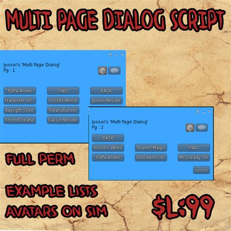 Second Life Marketplace Alfheim Multi Page Dialog Script Read