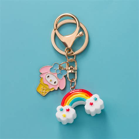 卡通可爱钥匙扣挂件创意网红ins简约汽车链圈环男女一对书包挂饰 虎窝淘