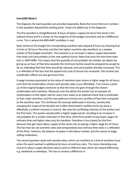 Econ Week 5 Econ Week 5 Notes Econ1020 Week 5 The Diagrams For Each