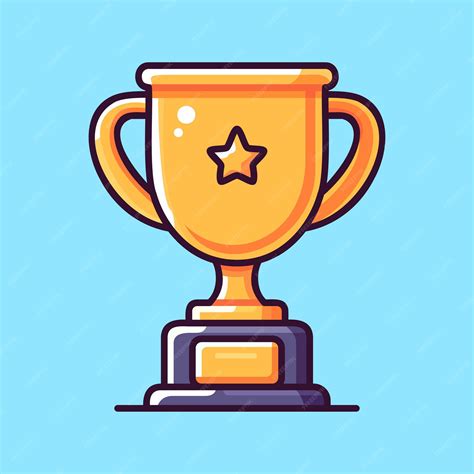 Gold Trophy With Star Emboss Template Isolated Cartoon Vector