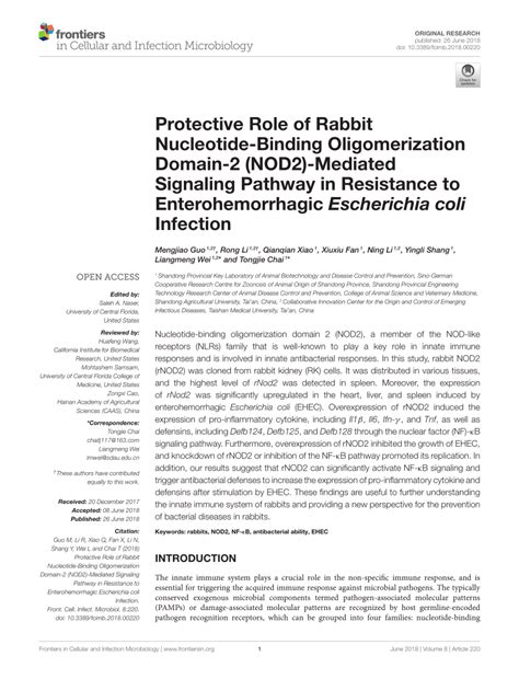 Pdf Protective Role Of Rabbit Nucleotide Binding Oligomerization