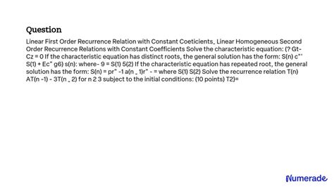 solved linear first order recurrence relation with constant