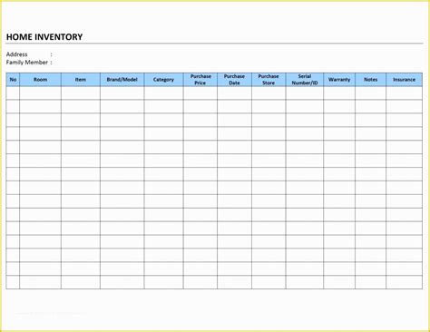 Home Inventory Excel Template Midwestfiln