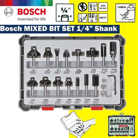 Bosch Router Bit Set 15 Piece Mix Router Set 14 Inch Shank