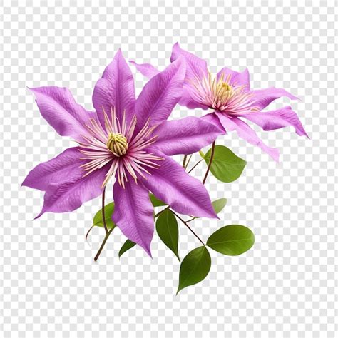투명한 배경에 고립된 클레마티스 꽃 Png 무료 Psd 파일