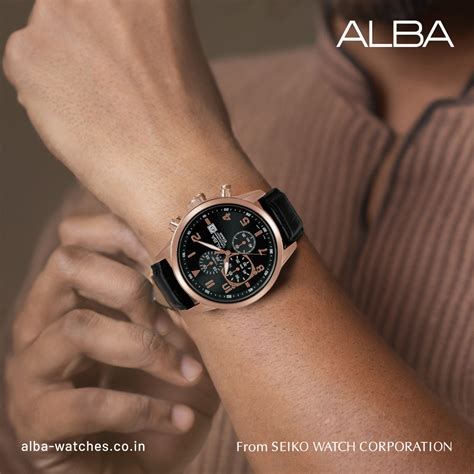 Am3a14x1 Classic Black And Gold Dial Chronograph Watch Alba Watches India
