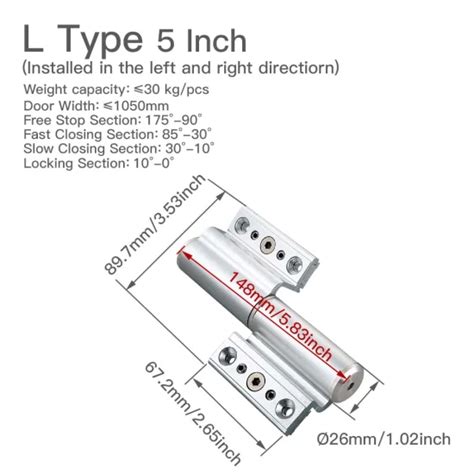 5 Inch Load Bearing Aluminium Flag Flush Butt Hinge Hydraulic Buffer