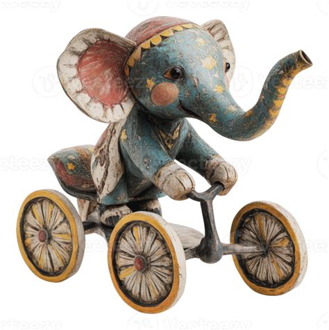 Colorful Elephant Figurine Riding A Tricycle 53290274 Png