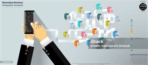 소셜 네트워크 기술 연락처 통신 아이디어 개념 벡터 일러스트 인포 그래픽 템플릿 Brand Name Online Messaging Platform에 대한 스톡 벡터 아트 및