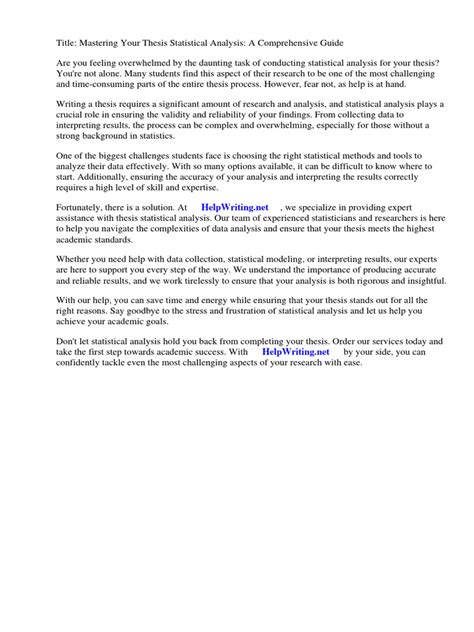 Thesis Statistical Analysis Sample Pdf Career And Growth Computers