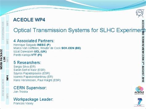 Wp 1 Wp 2 Coordinator Optical Transmission Systems