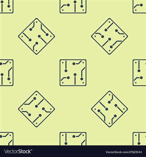 Blue Processor Icon Isolated Seamless Pattern Vector Image