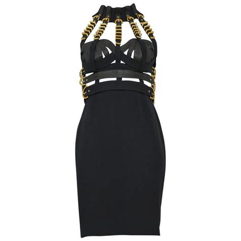 Versace Black Bondage Dress 1992 At 1stdibs Versace Bondage Dress