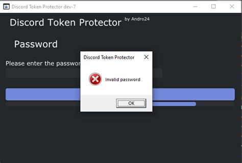Invalid Password Bug Dev Issue Andro DiscordTokenProtector GitHub