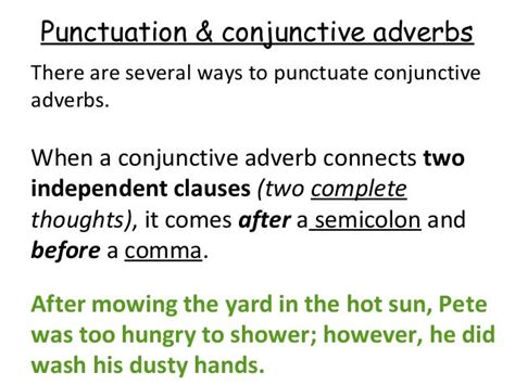 Conjunctive Adverbs Notes