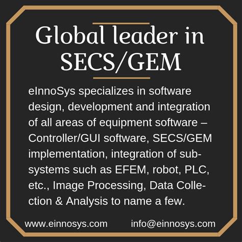 Secs Gem Gem300 Smart Factory And Industry 4 0 Global Leader In Secs Gem