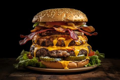 premium photo juicy hamburger stack