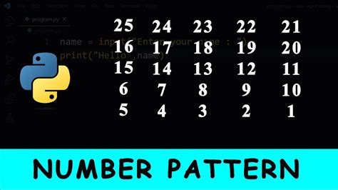 Python Program To Print Number Pattern In Square Shape 15 Youtube