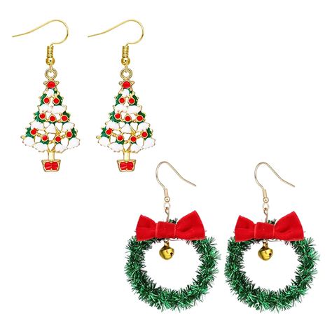 2 Paar Weihnachtsohrringe Ohrringe Weihnachten Hängend Weihnachtsschmuck Geschenke Für Frauen