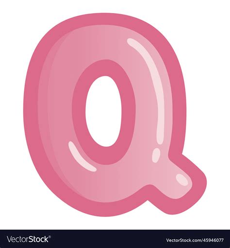 Letter q pink bold alphabet font doodle drawing Vector Image